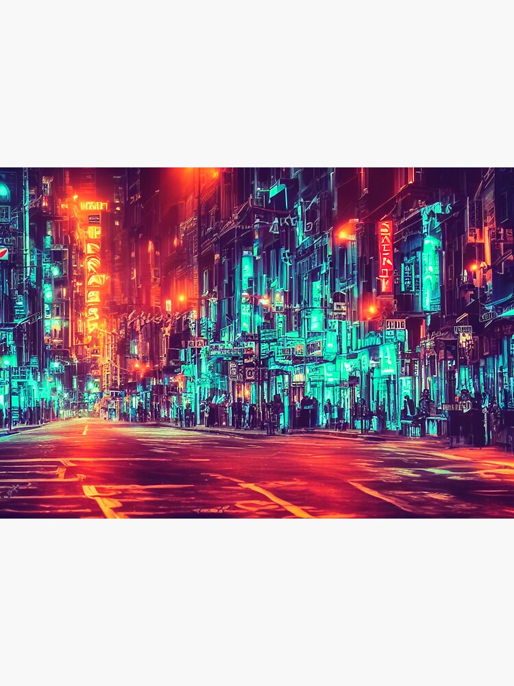 "Warm Cyan Neon City Streets" Sticker for Sale by emuquah | Redbubble