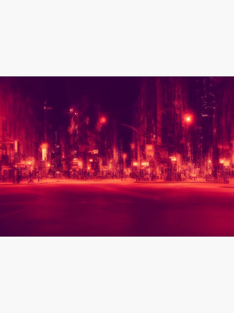 "Hazy Red Neon City Streets" Sticker for Sale by emuquah | Redbubble