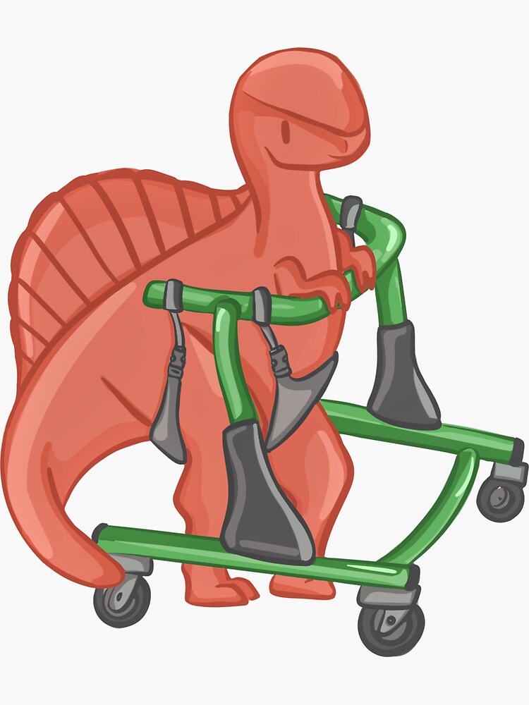 "Orange Dino with Green Front-Facing Gait Trainer" Sticker for Sale by ...