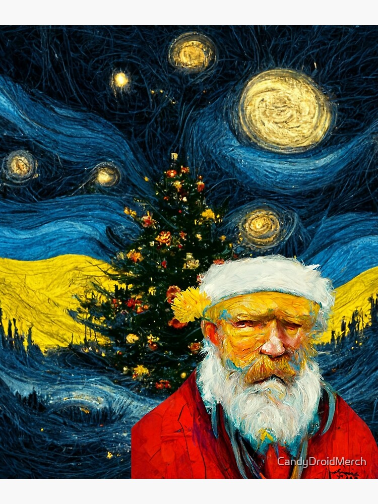 "Van Gogh Christmas Santa Painting Starry Night Remake" Poster for Sale ...