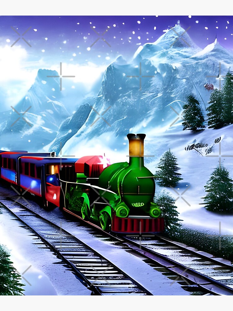 "Train to the North Pole with magical nature wallpaper" Sticker for ...