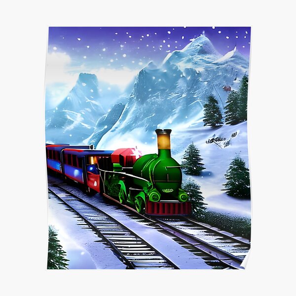"Train to the North Pole with magical nature wallpaper" Poster for Sale ...