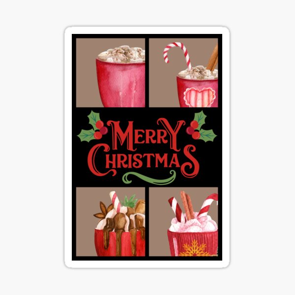 "Merry Christmas Hot Chocolate Drink Marshmallow" Sticker for Sale by ...