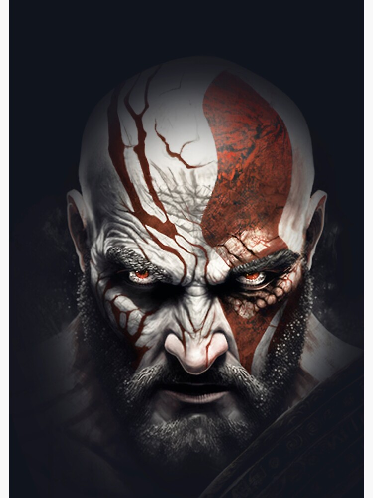 "Angry barbarian warrior man face inspired by God of War" Sticker for ...