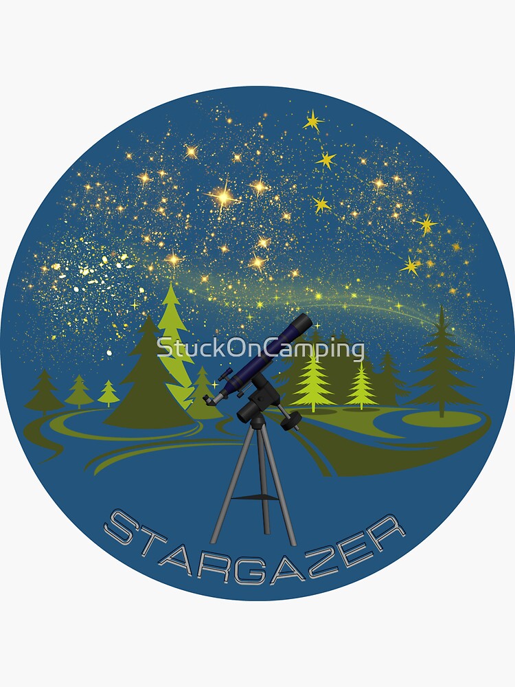 "Stargazer telescope viewing the night sky" Sticker for Sale by ...