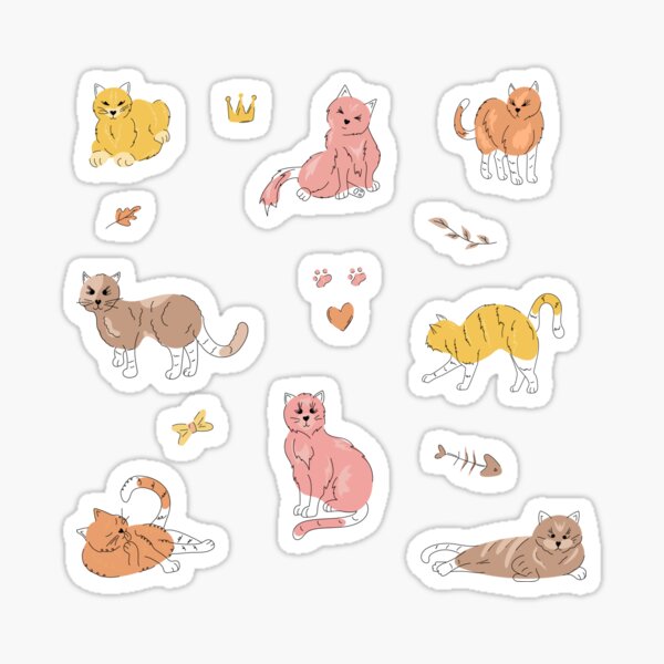 "Set of stickers with cute and funny doodle cats" Sticker for Sale by ...