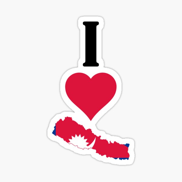 "I Love Nepal Vertical I Heart Nepali National Flag Map" Sticker for ...