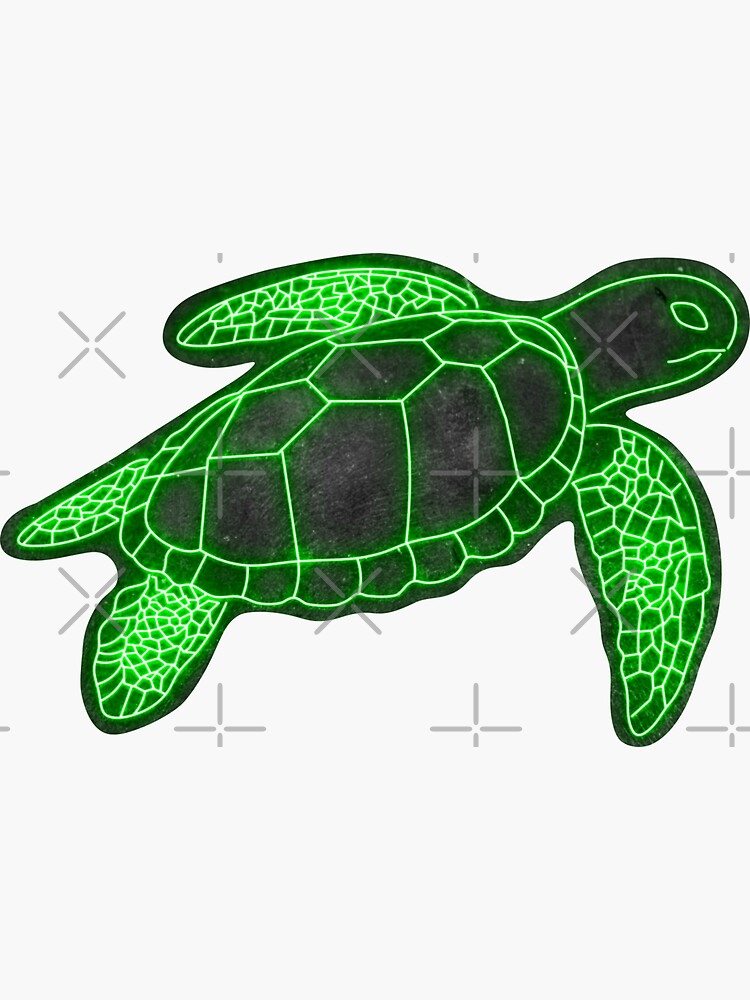 "Green Sea Turtle Neon Design Print " Sticker for Sale by ...