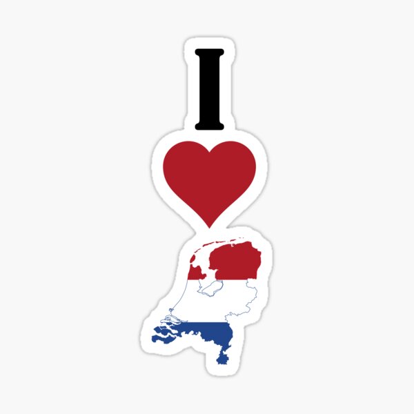 "I Love Netherlands Vertical I Heart Dutch National Flag Map" Sticker ...