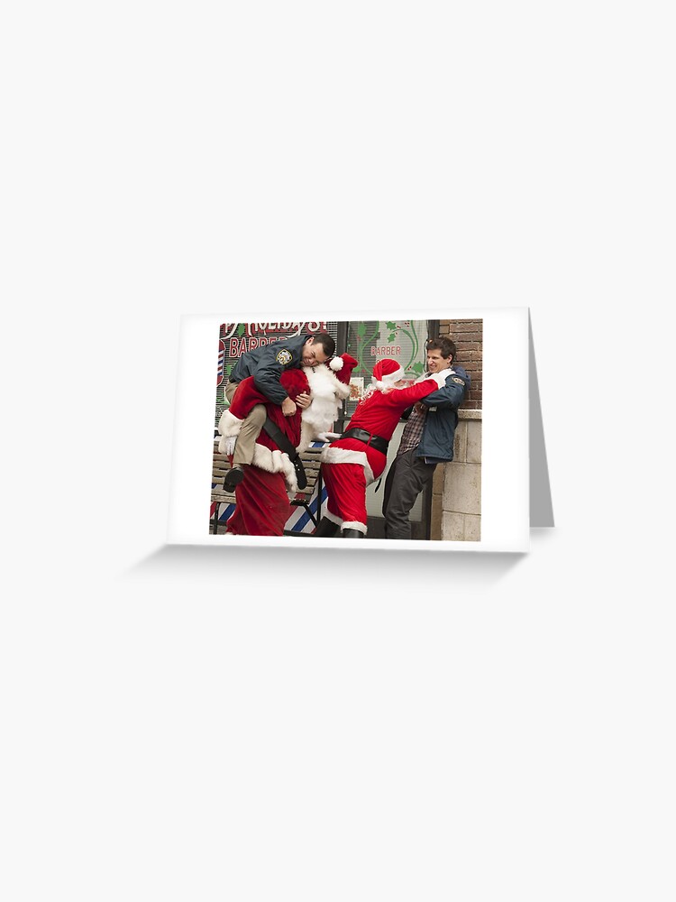 "Funny Christmas - Fighting with Santa Claus" Greeting Card for Sale by ...