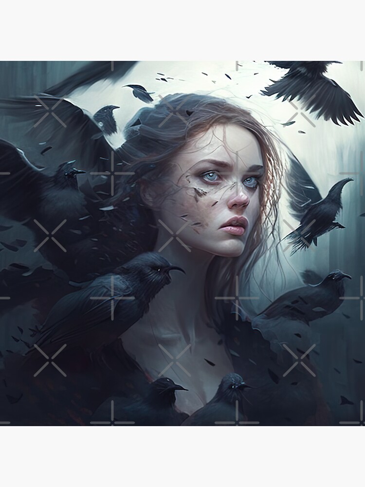 "Crow woman drawing" Sticker for Sale by zomgwtfbekjam | Redbubble