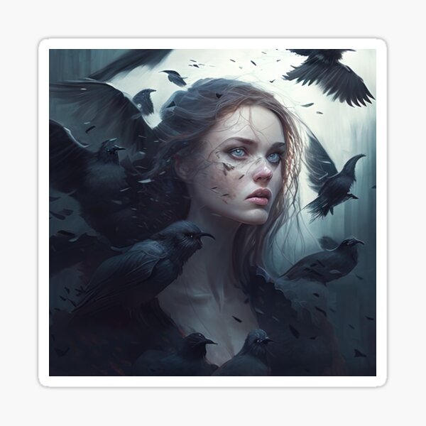 "Crow woman drawing" Sticker for Sale by zomgwtfbekjam | Redbubble