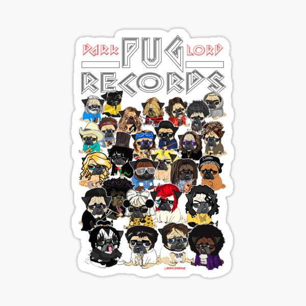 "PUG STARS OF MUSIC" Sticker for Sale by darklordpug | Redbubble