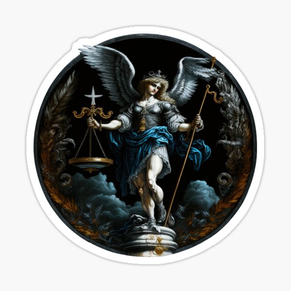 "Angel with a scale and scepter" Sticker for Sale by Thaeyne | Redbubble