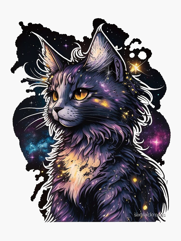 "Cosmic Kitty 22" Sticker for Sale by sixblackroses | Redbubble