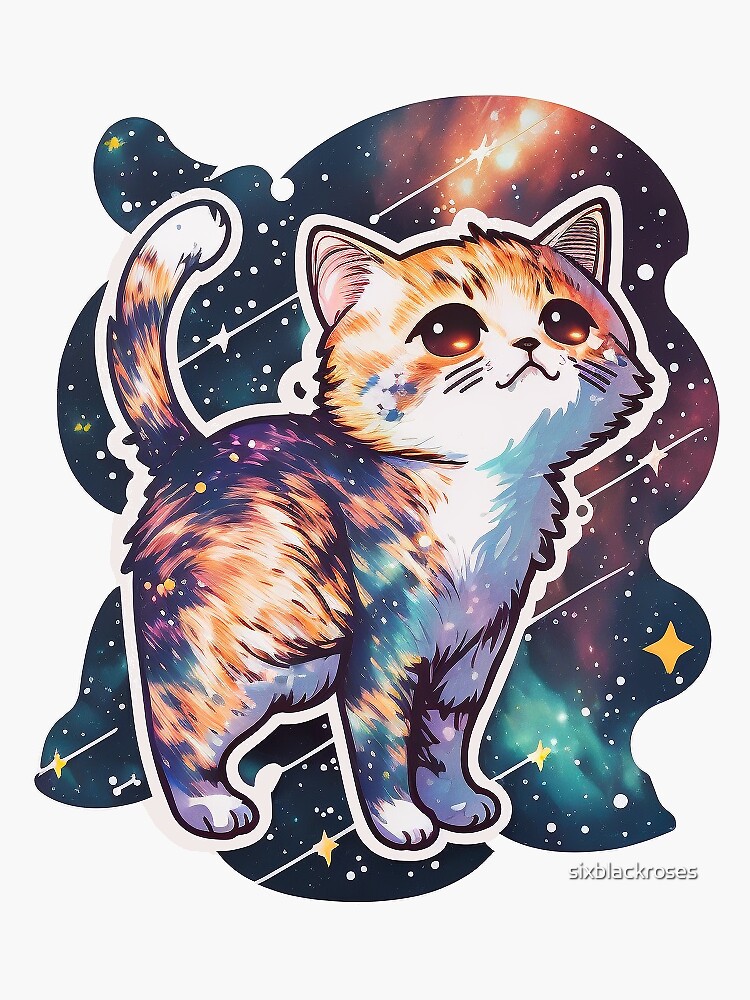 "Cosmic Kitty 23" Sticker for Sale by sixblackroses | Redbubble