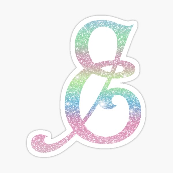 "Colorful beautiful candy cotton glitter beautiful E letter" Sticker ...