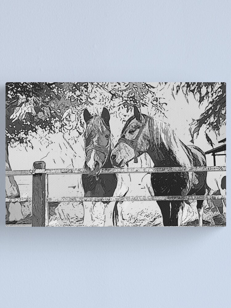 Lienzo «Caballos enamorados dibujo de ilustración de dibujos animados ...