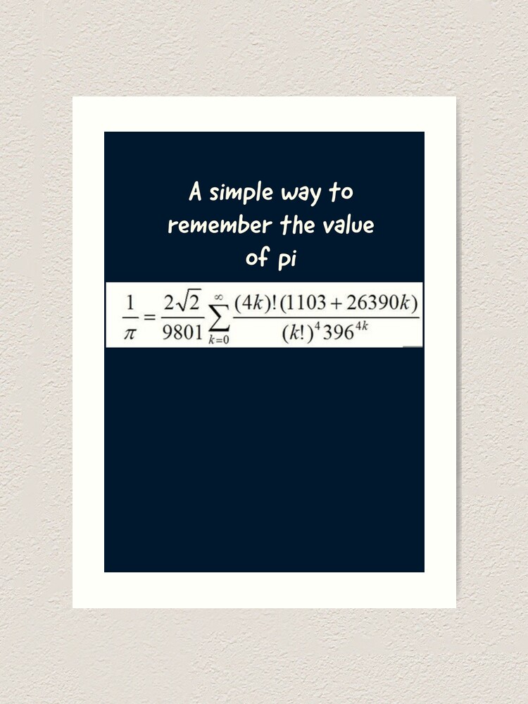 "Simple way to remember the value of pi" Art Print for Sale by ...