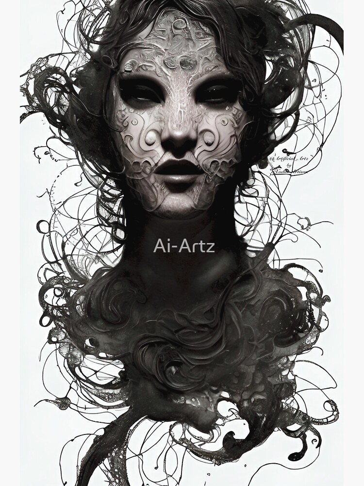 "Alien Masquerade Mask" Sticker for Sale by Ai-Artz | Redbubble