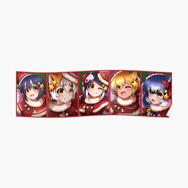 "Five Kemono Kuties (on Red)" Poster for Sale by PawsitiveMum3 | Redbubble