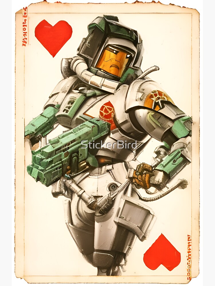 "Vintage Playing Card Mech Warrior Design Artwork" Sticker for Sale by ...