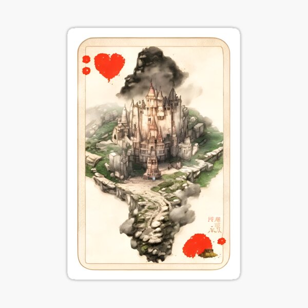 "Vintage Playing Card Castle In The Sky Design Artwork" Sticker for ...