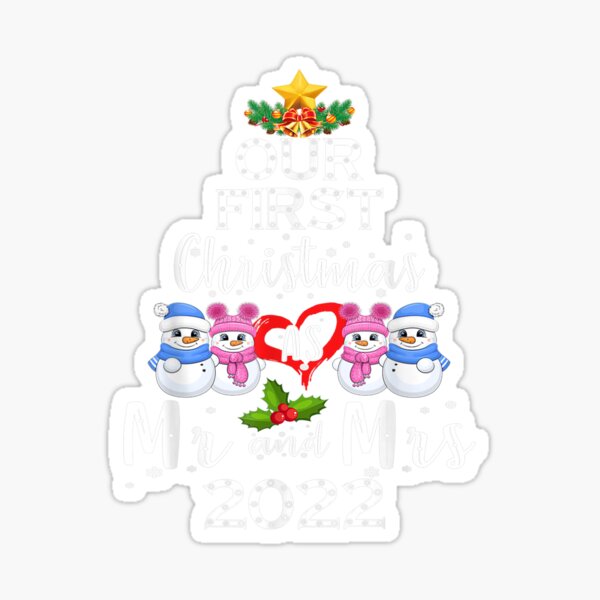 Pegatina «Pareja Esposa Esposo Nuestra Primera Navidad Como Mr & Mrs ...