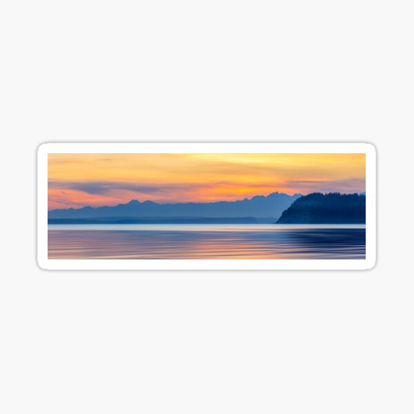 "Whidbey Island Double Bluff Sunset Panorama" Sticker for Sale by ...