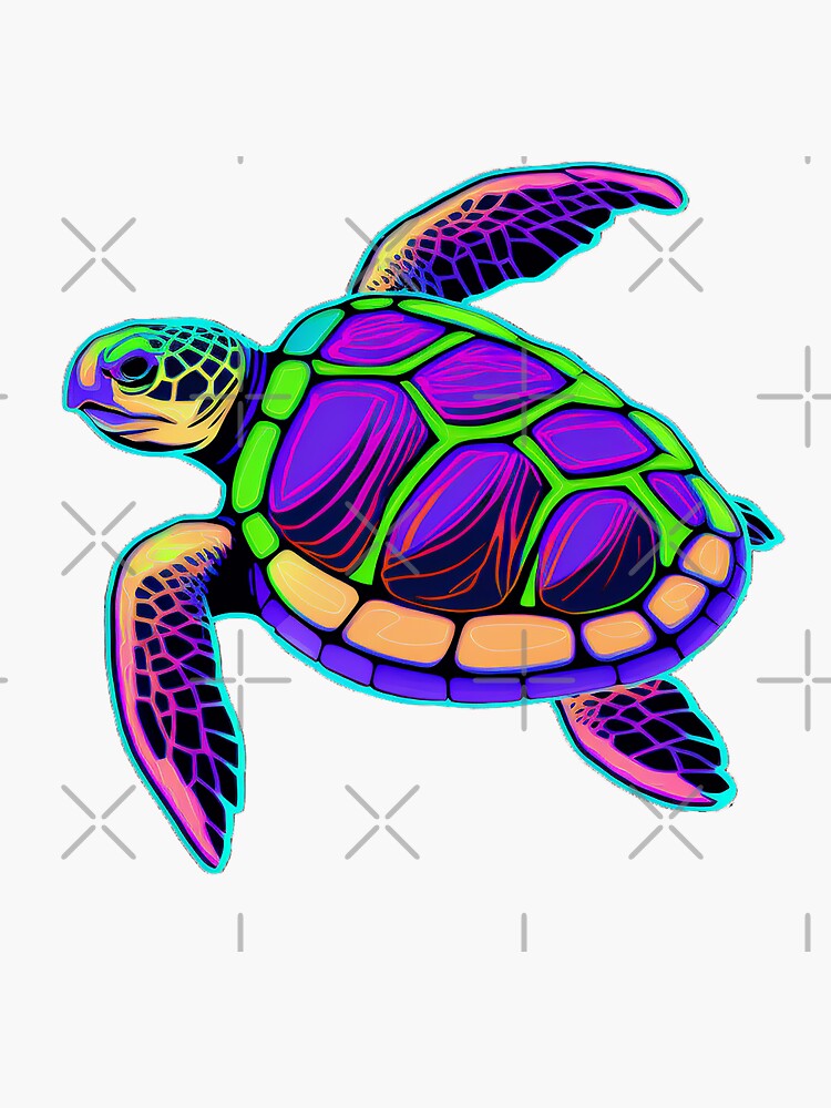 "Purple Sea Turtle" Sticker for Sale by Soda-Pop-Art-87 | Redbubble