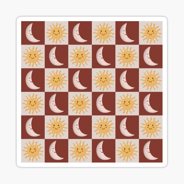 "Happy Sun and Moon Checkered Pattern" Sticker for Sale by Abbey Willis ...