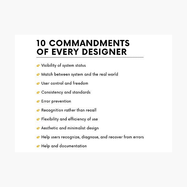 "10 commandments of every designer. Heuristics. Rules. UX. UX Design ...