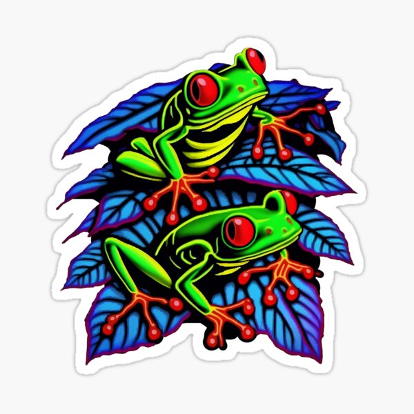 "Tree Frogs" Sticker for Sale by Soda-Pop-Art-87 | Redbubble