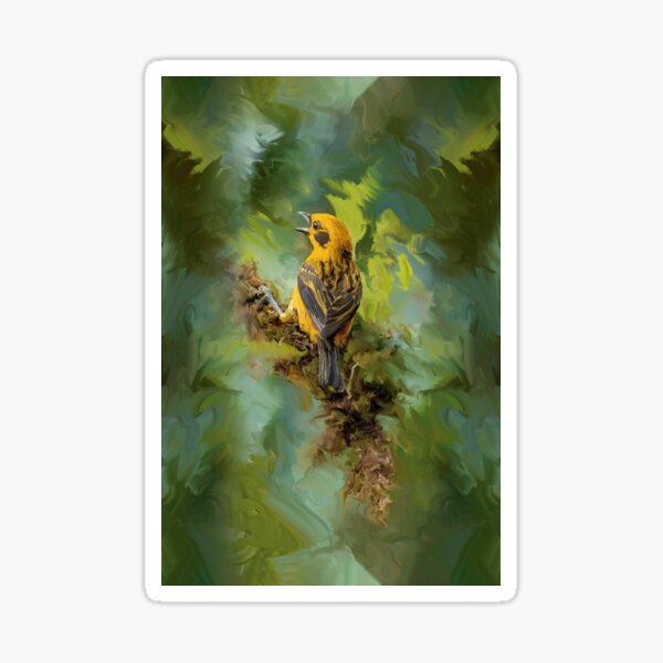 "Spotted yellow bird among the foliage" Sticker for Sale by ...