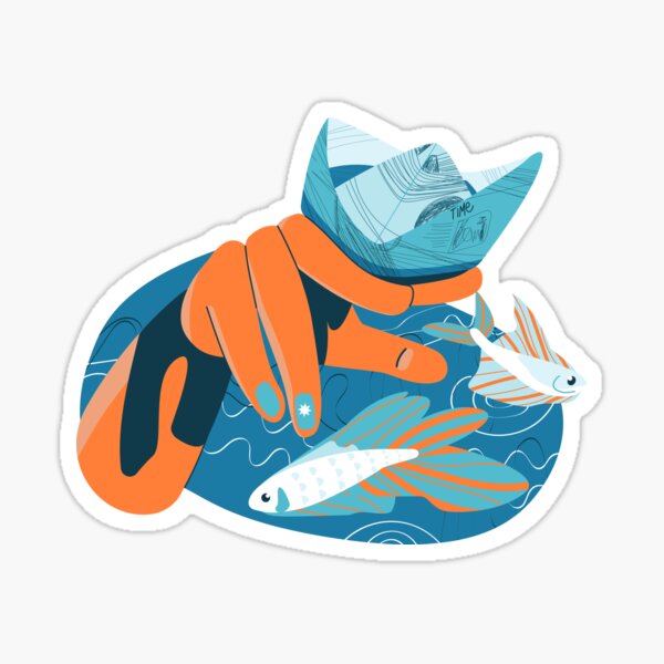"Hands and fish" Sticker for Sale by elyzash | Redbubble
