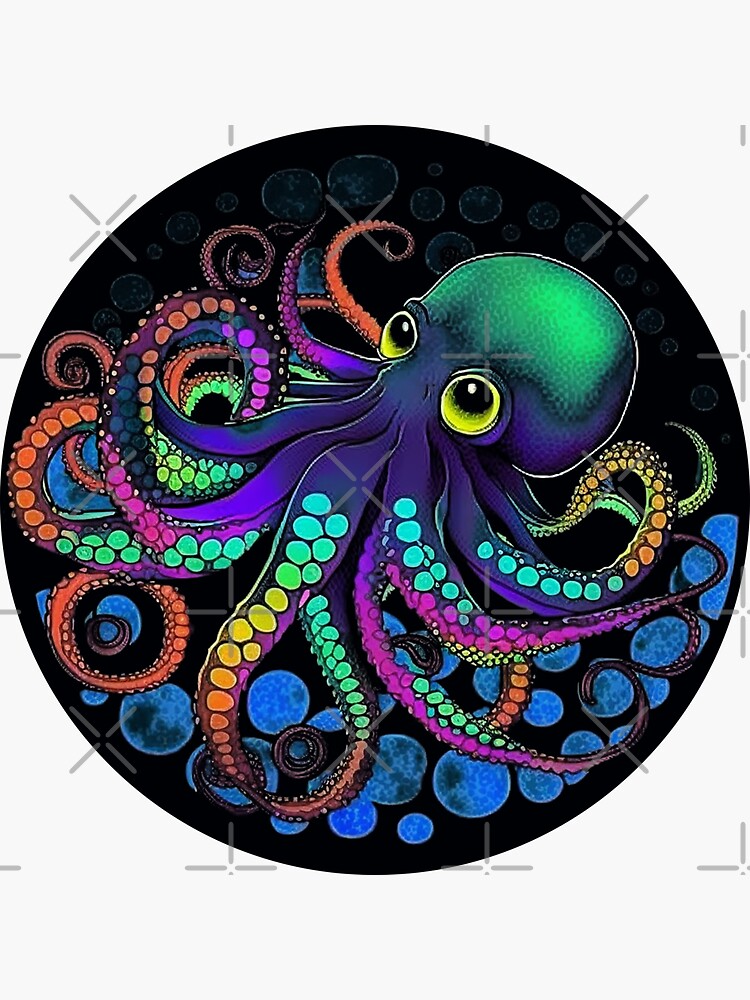 "Bubble Octopus" Sticker for Sale by Soda-Pop-Art-87 | Redbubble