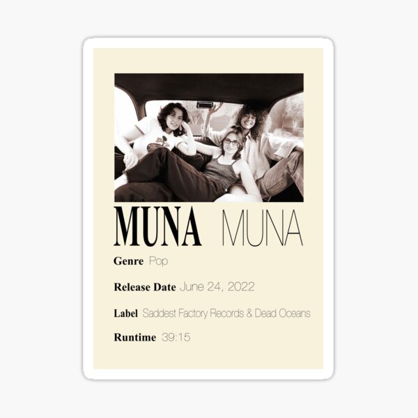 "Muna Poster" Sticker for Sale by tlee322 | Redbubble