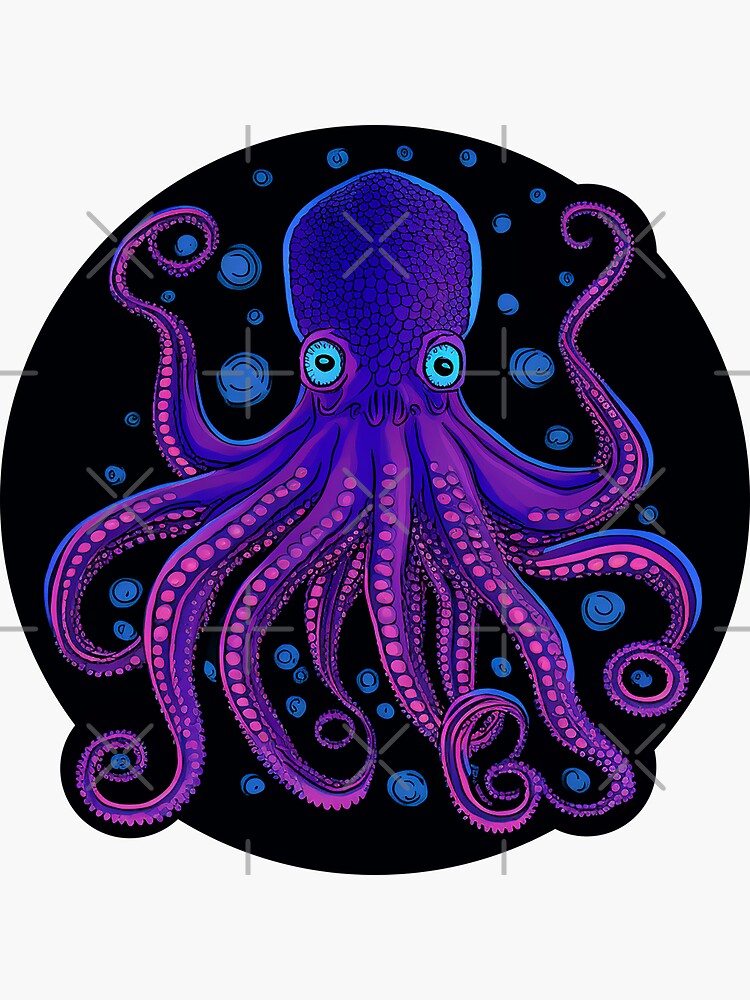 "Cartoon Purple Octopus" Sticker for Sale by Soda-Pop-Art-87 | Redbubble