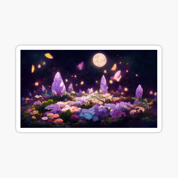 "Night Garden " Sticker for Sale by DigitalRevvi | Redbubble