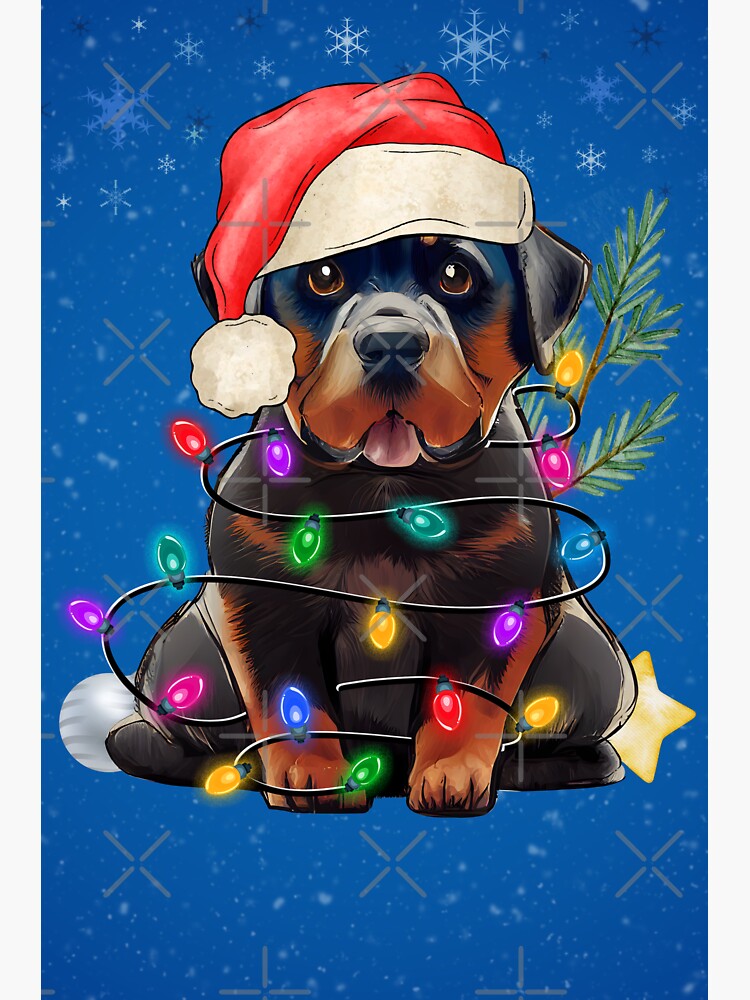 "Rottweiler Funny Christmas Lights " Sticker for Sale by ...