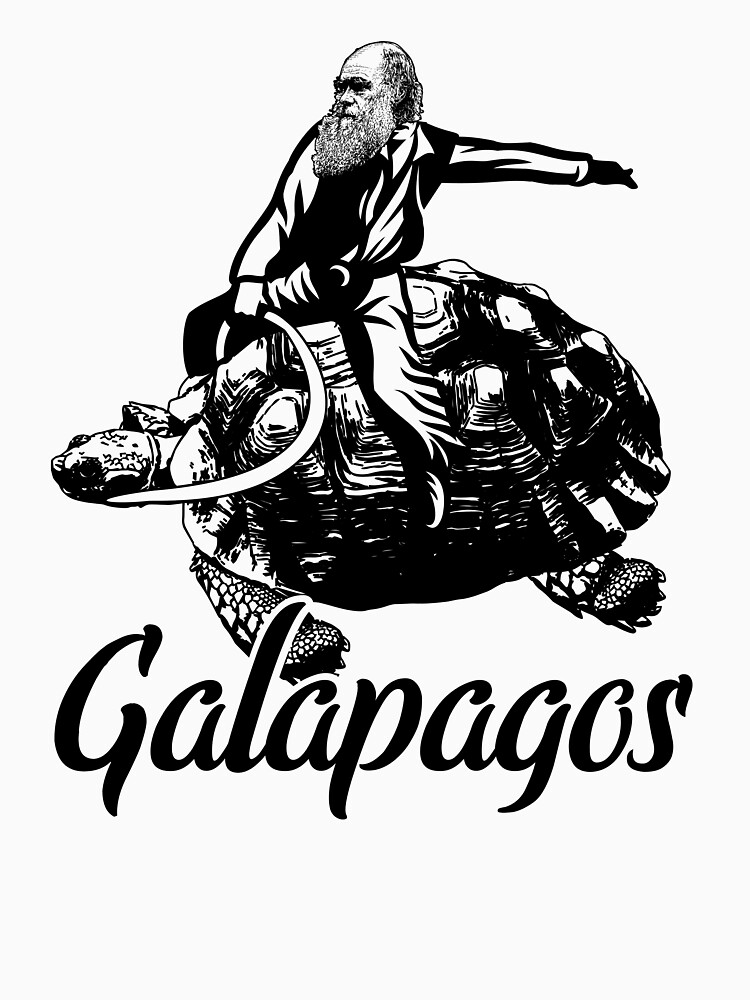 "Charles Darwin Riding Galápagos Islands Giant Tortoise " Essential T ...