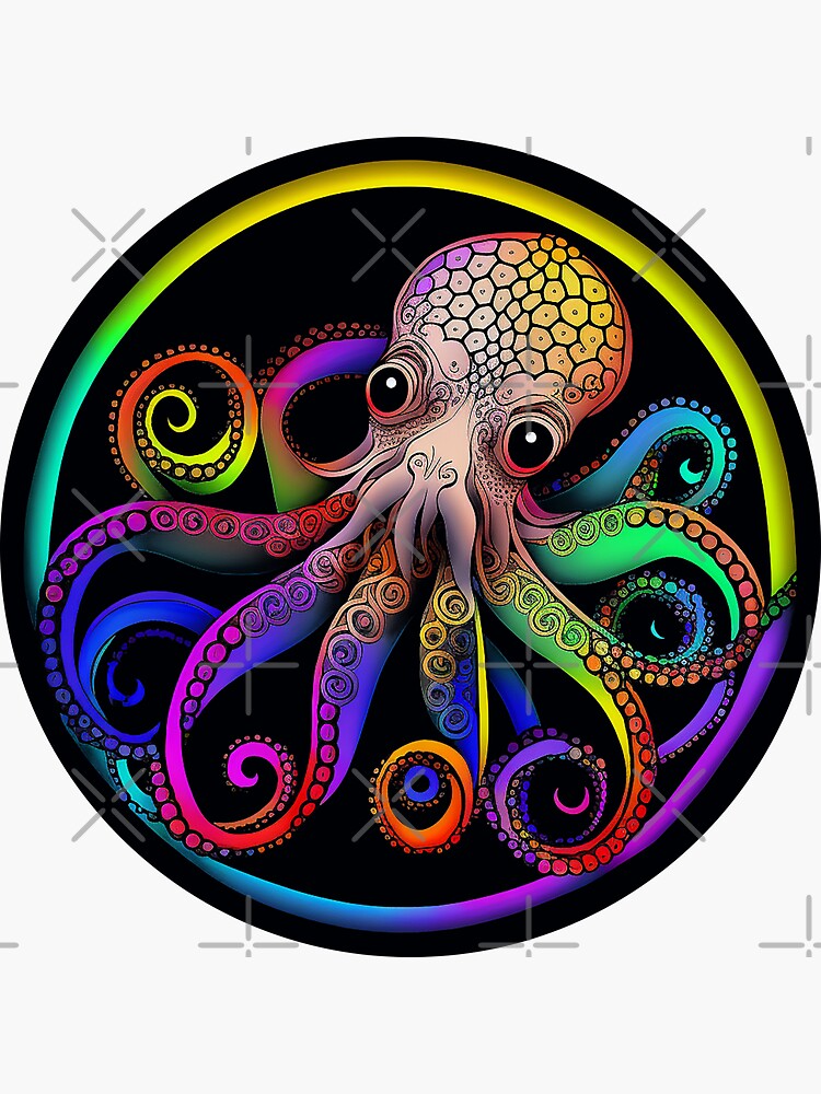 "RGB Octopus" Sticker for Sale by Soda-Pop-Art-87 | Redbubble
