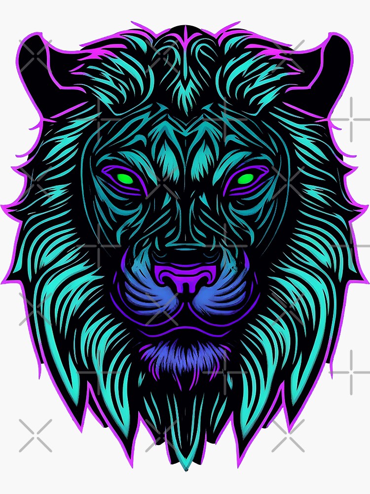 "Neon Teal Lion" Sticker for Sale by Soda-Pop-Art-87 | Redbubble