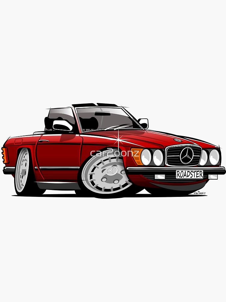 "Mercedes R107 roadster red" Sticker for Sale by car2oonz | Redbubble