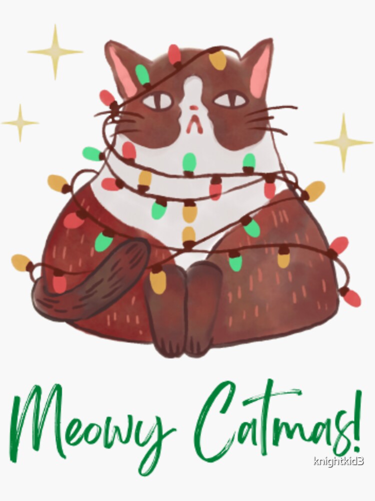 "Meowy Christmas" Sticker for Sale by knightkid3 | Redbubble