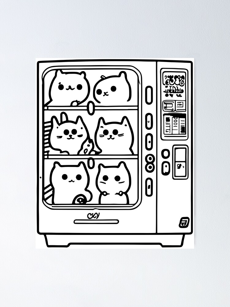 "cats trapped in vending machine" Poster for Sale by Kaasi | Redbubble