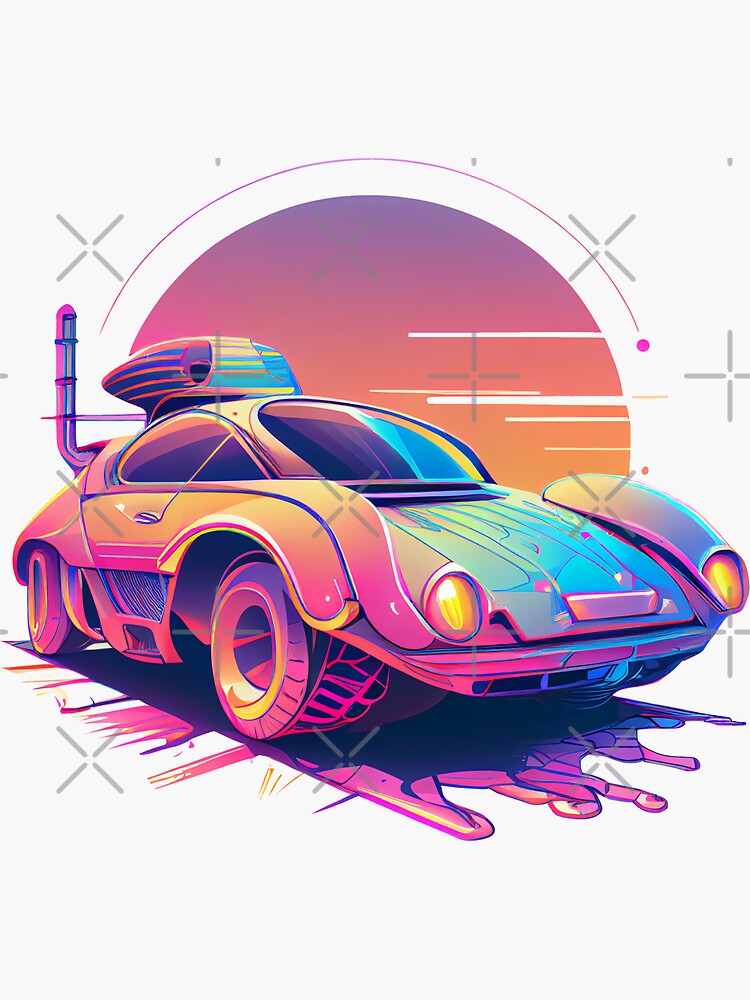 "Neon futuristic car" Sticker for Sale by Kaasi | Redbubble