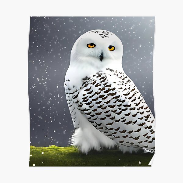 "Snowy Owl Artwork with magical nature wallpaper" Poster for Sale by ...