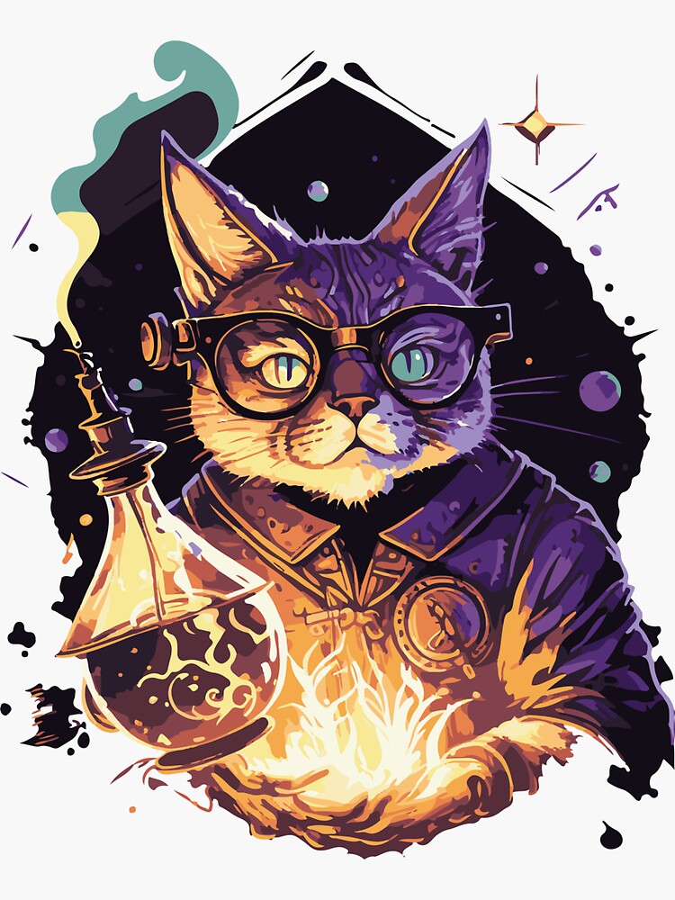 "The Alchemist Cat" Sticker for Sale by fantasy-cats | Redbubble