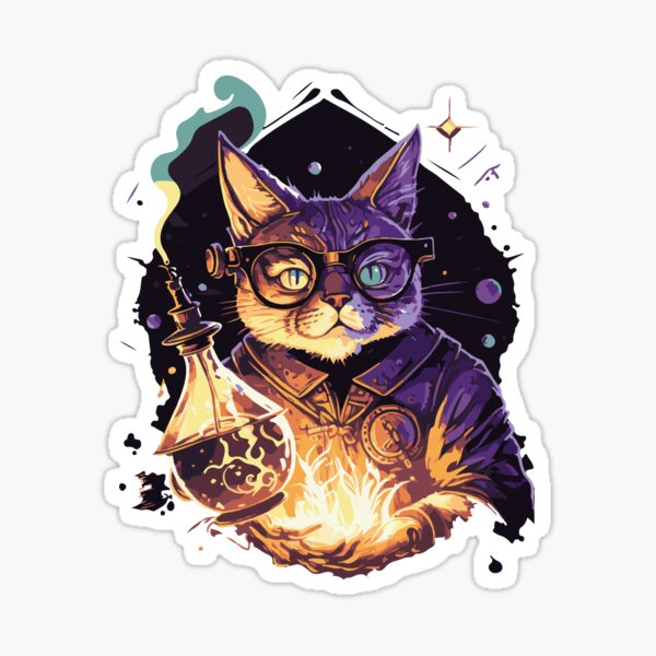 "The Alchemist Cat" Sticker for Sale by fantasy-cats | Redbubble